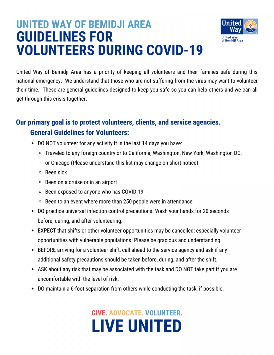 Volunteer Opportunities | United Way of Bemidji Area